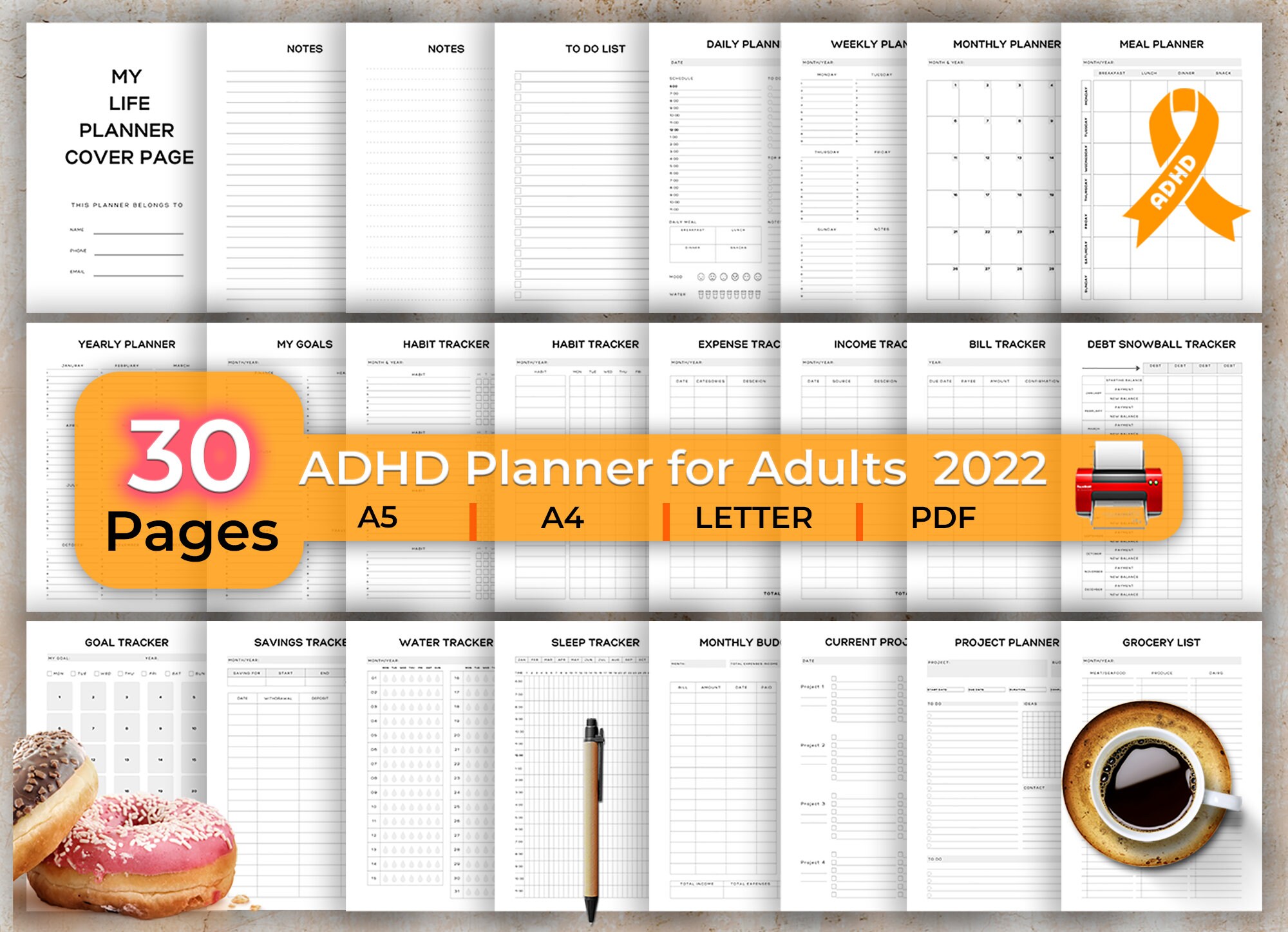 ADHD Planner Adult - Printable ADHD Planner for Work, Adhd Organization ...