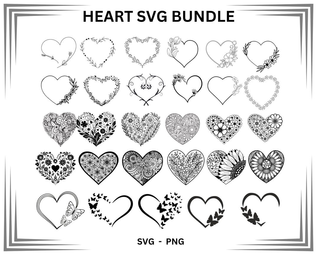 Heart SVG Bundle V1 | Valentine's Day, Wedding, Anniversary, Love ...