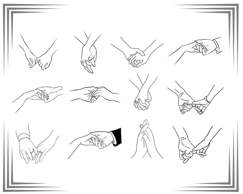 Line Art Holding Hands SVG & PNG Bundle: Laser Cut Files - Etsy
