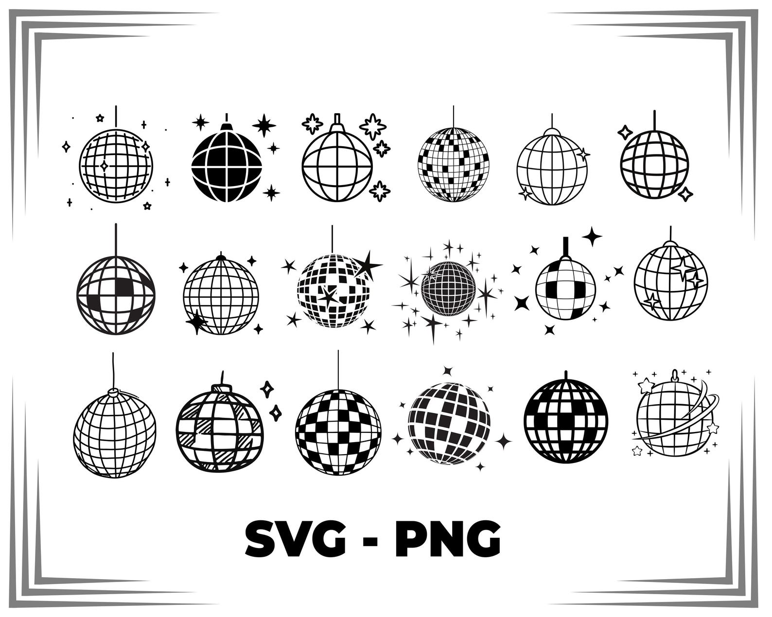 Disco Ball SVG & PNG Bundle - 18 Retro Party Designs - Dance Floor ...