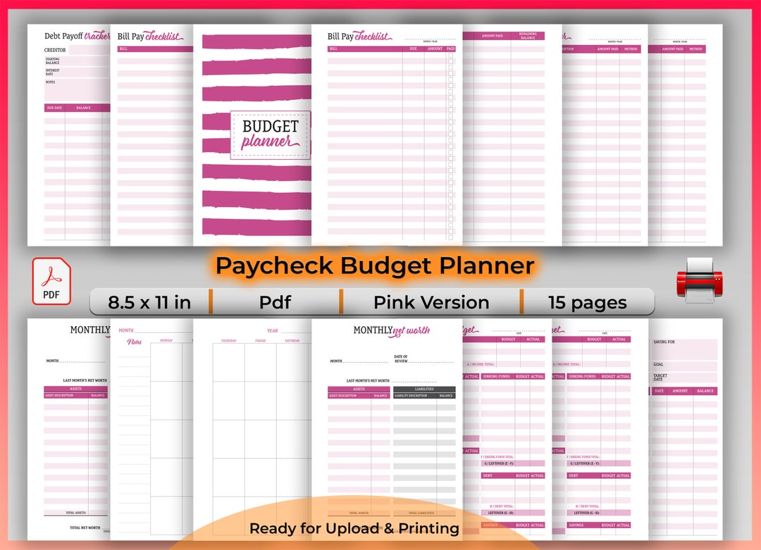 Paycheck Budget Planner: Financial Organizer (8.5x11 In) (printable PDF ...