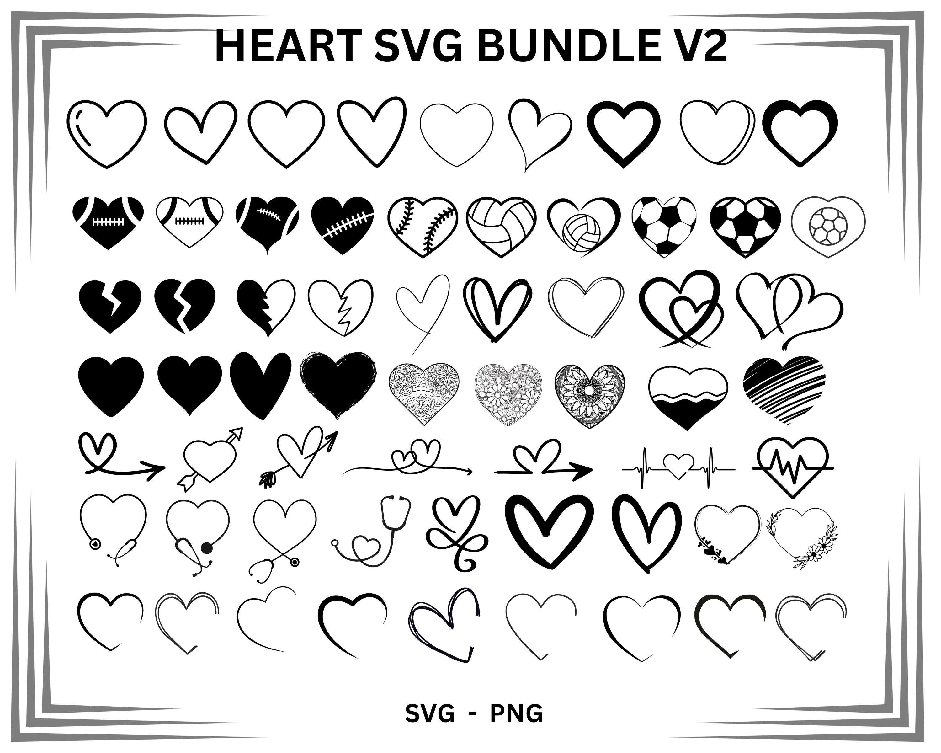Heart SVG/PNG Bundle V2 | Love, Valentine, Wedding, Anniversary ...