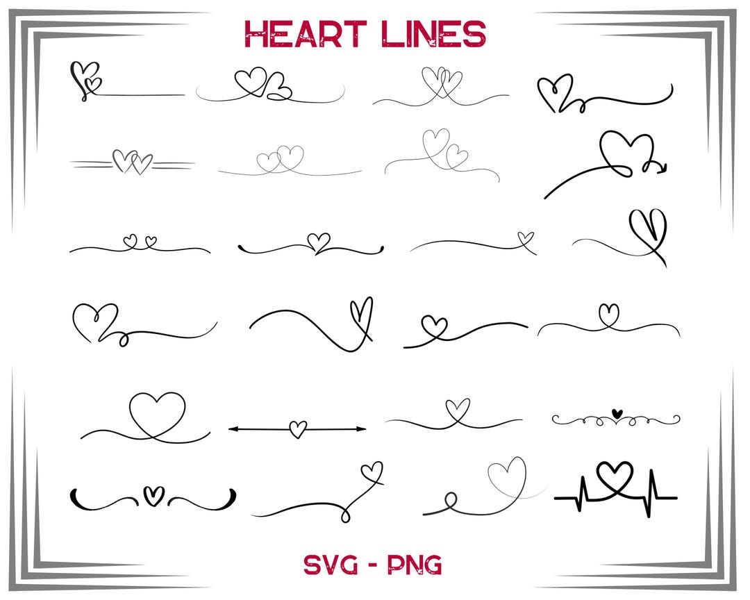 Geometric Heart Lines SVG/PNG Bundle: Love Clipart (digital Download ...