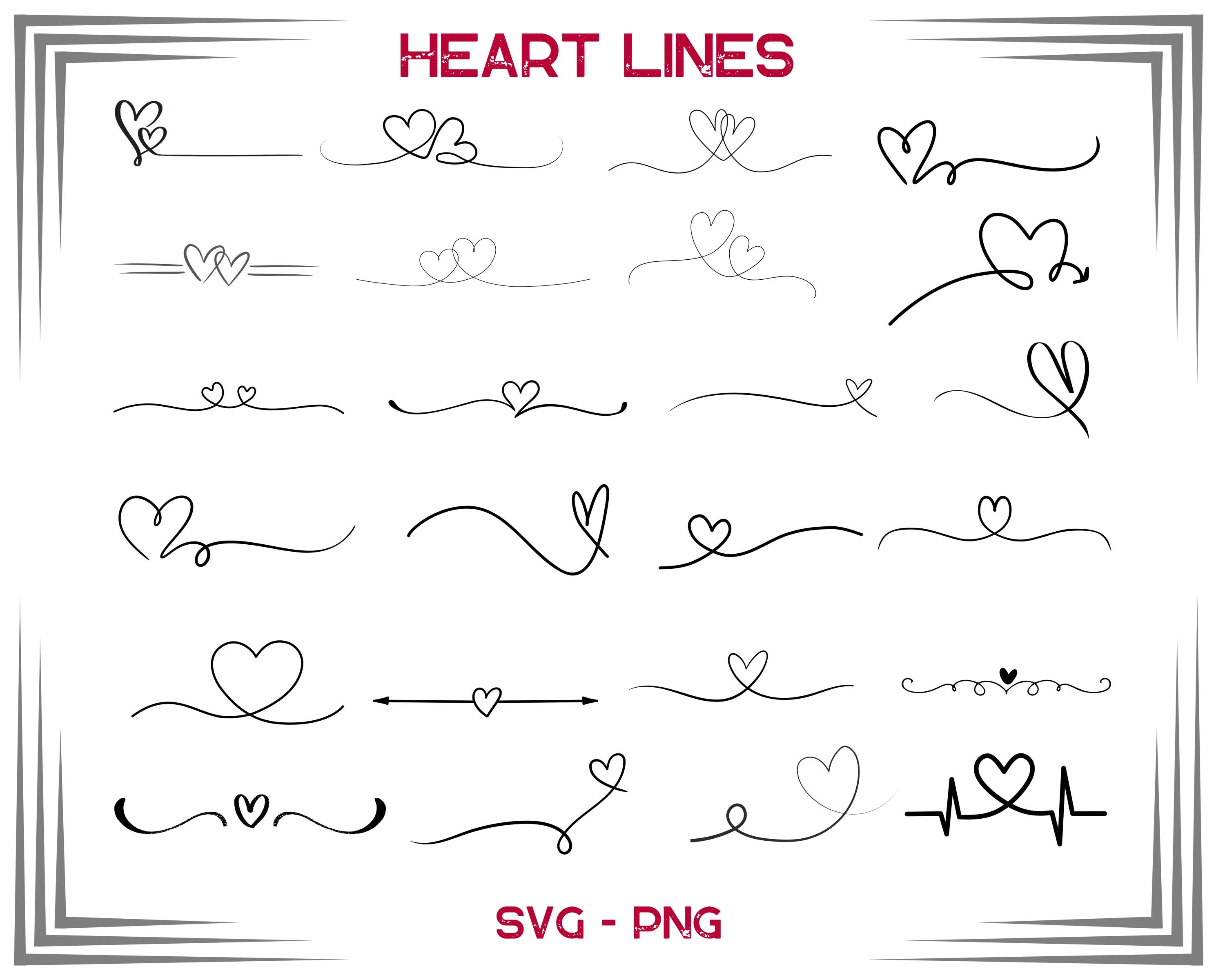 Geometric Heart Lines SVG/PNG Bundle: Love Clipart (digital Download ...