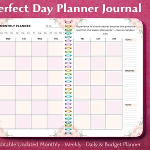 Perfect Day Planner Printable / Editable Canva Templates / Hourly ...