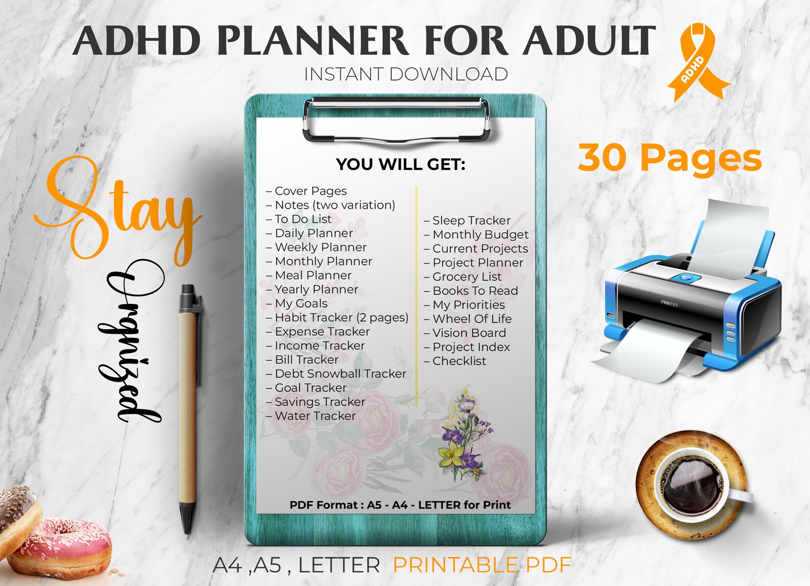 ADHD Planner Adult - Printable ADHD Planner for Work, Adhd Organization ...