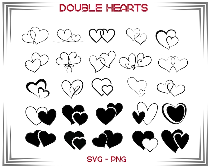 Hearts Printable Svg Png File Digital Download File Print Double Hearts ...