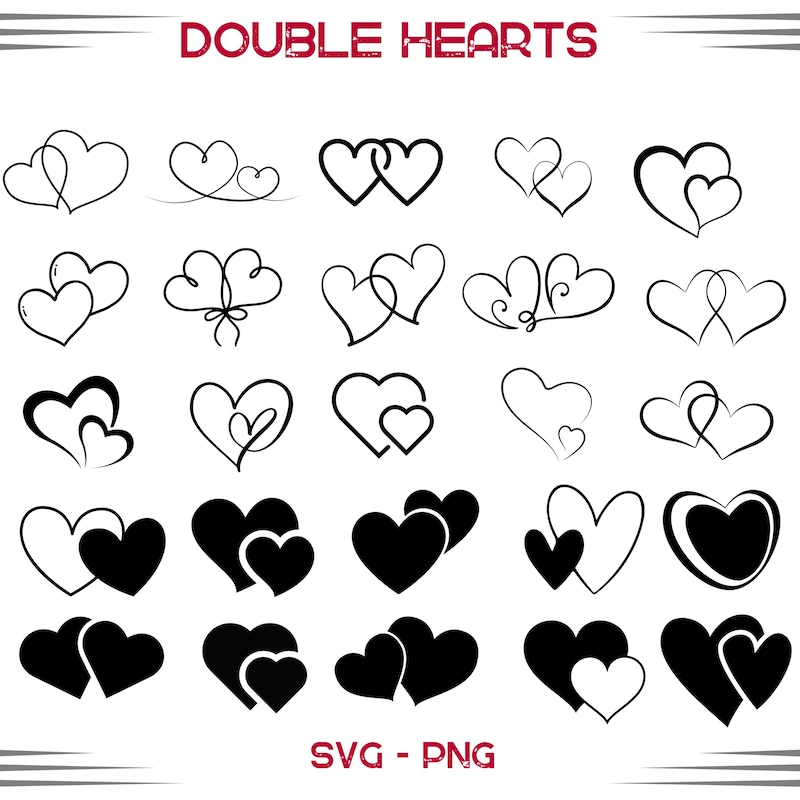 Two Hearts Svg - Etsy
