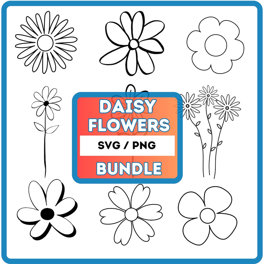 Daisy Flower SVG PNG Bundle: Floral Botanical Designs (digital Download ...