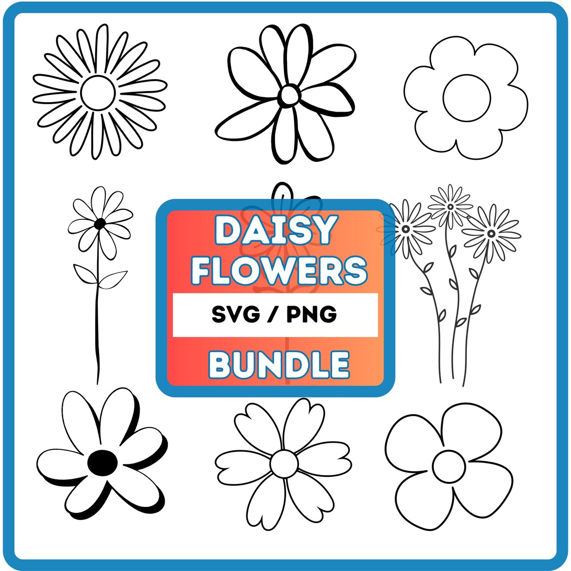 Daisy Flower SVG PNG Bundle: Floral Botanical Designs (digital Download ...