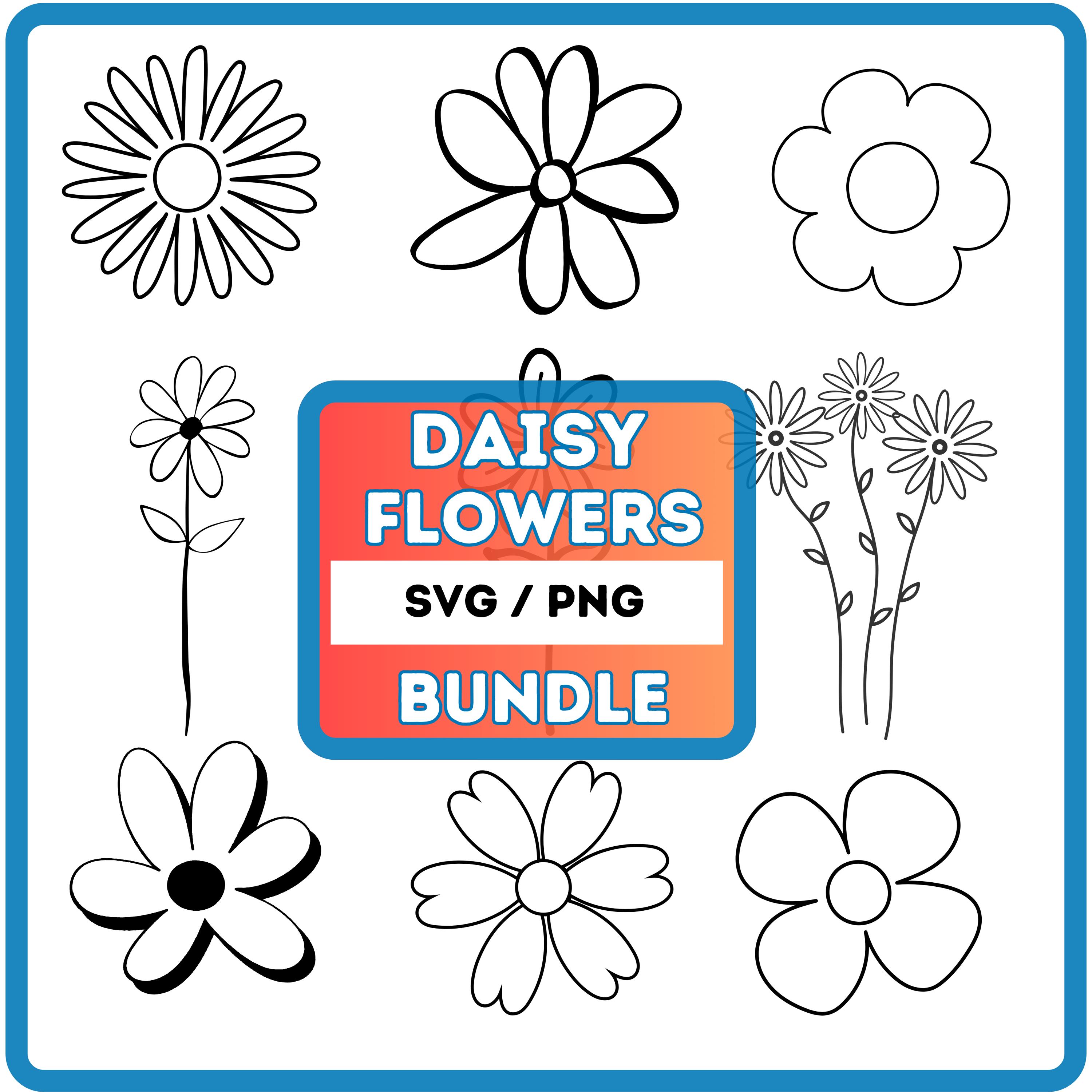 Daisy Flower SVG PNG Bundle: Floral Botanical Designs (digital Download ...