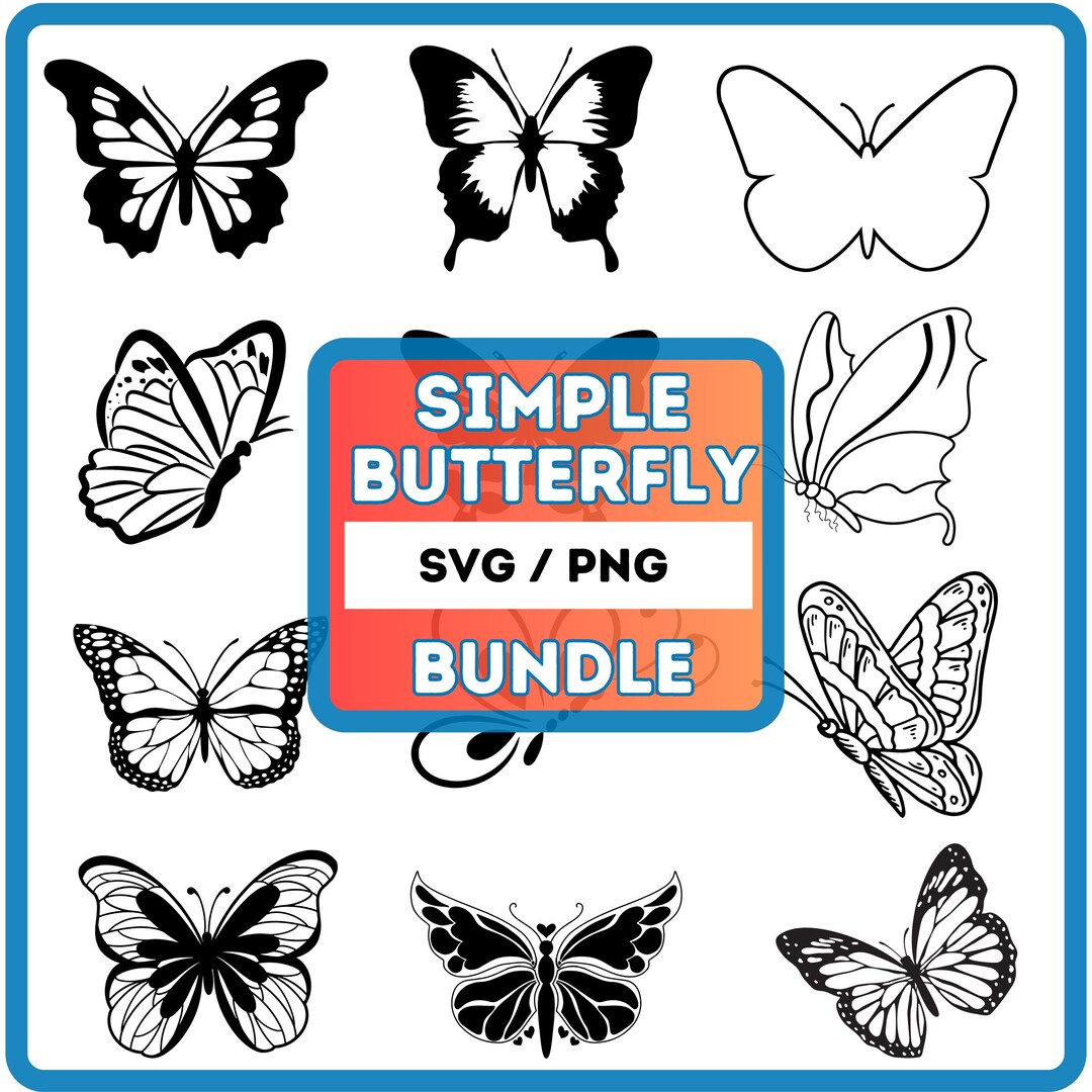 Elegant Butterfly SVG PNG Bundle: Minimalist Cut Files (digital ...