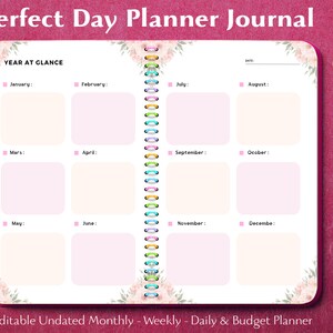 Perfect Day Planner Printable / Editable Canva Templates / Hourly ...