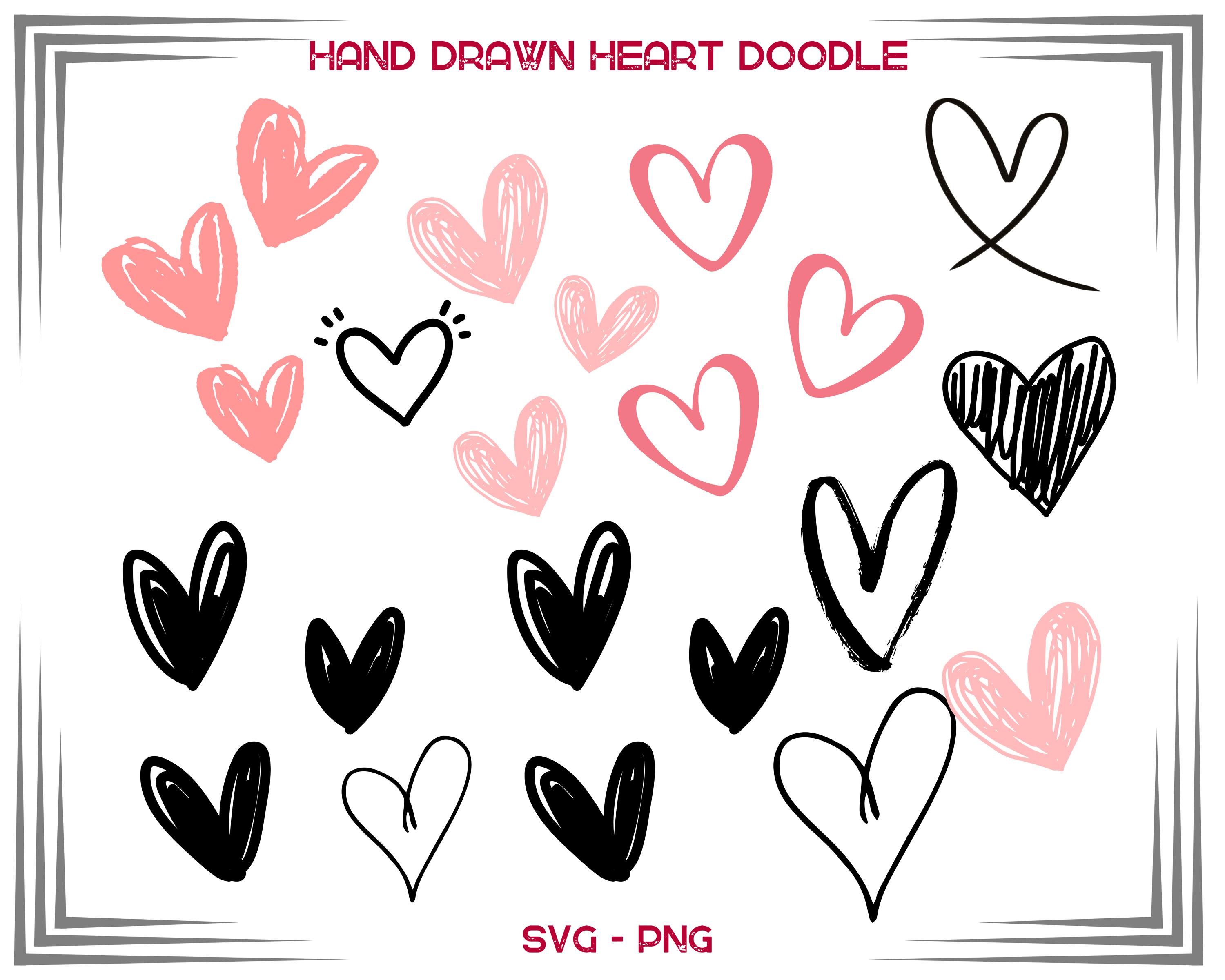 Hand Drawn Heart Doodle SVG/PNG Bundle | Valentine's Day, Wedding ...