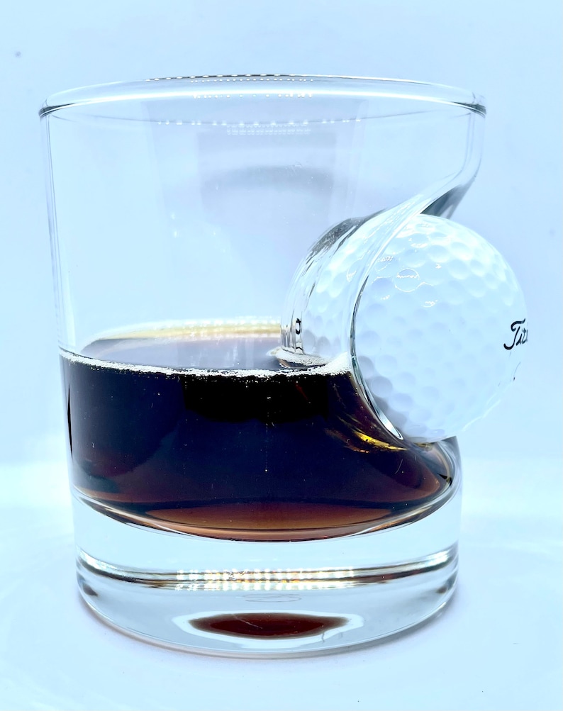 Whisky Rum Glass With Real Golf Ball Embedded Unique | Etsy