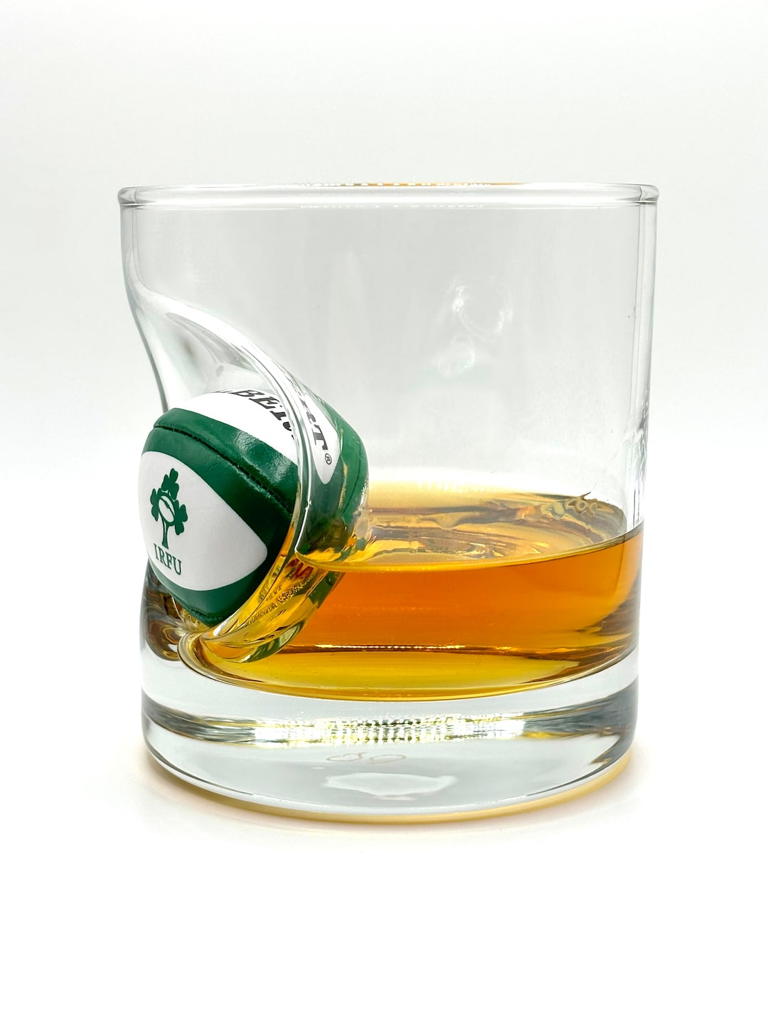 Rugby Whisky Glass | Unique 12oz Mixer Glass With Embedded Mini Ireland ...