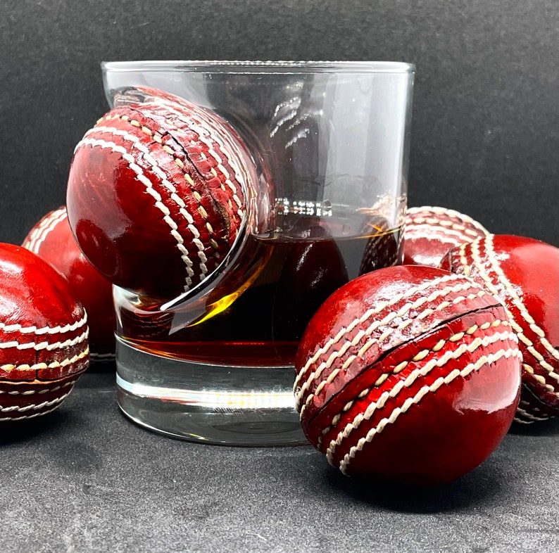Cricket Gift for Men | Whisky Glass With Mini Leather Cricket Ball ...