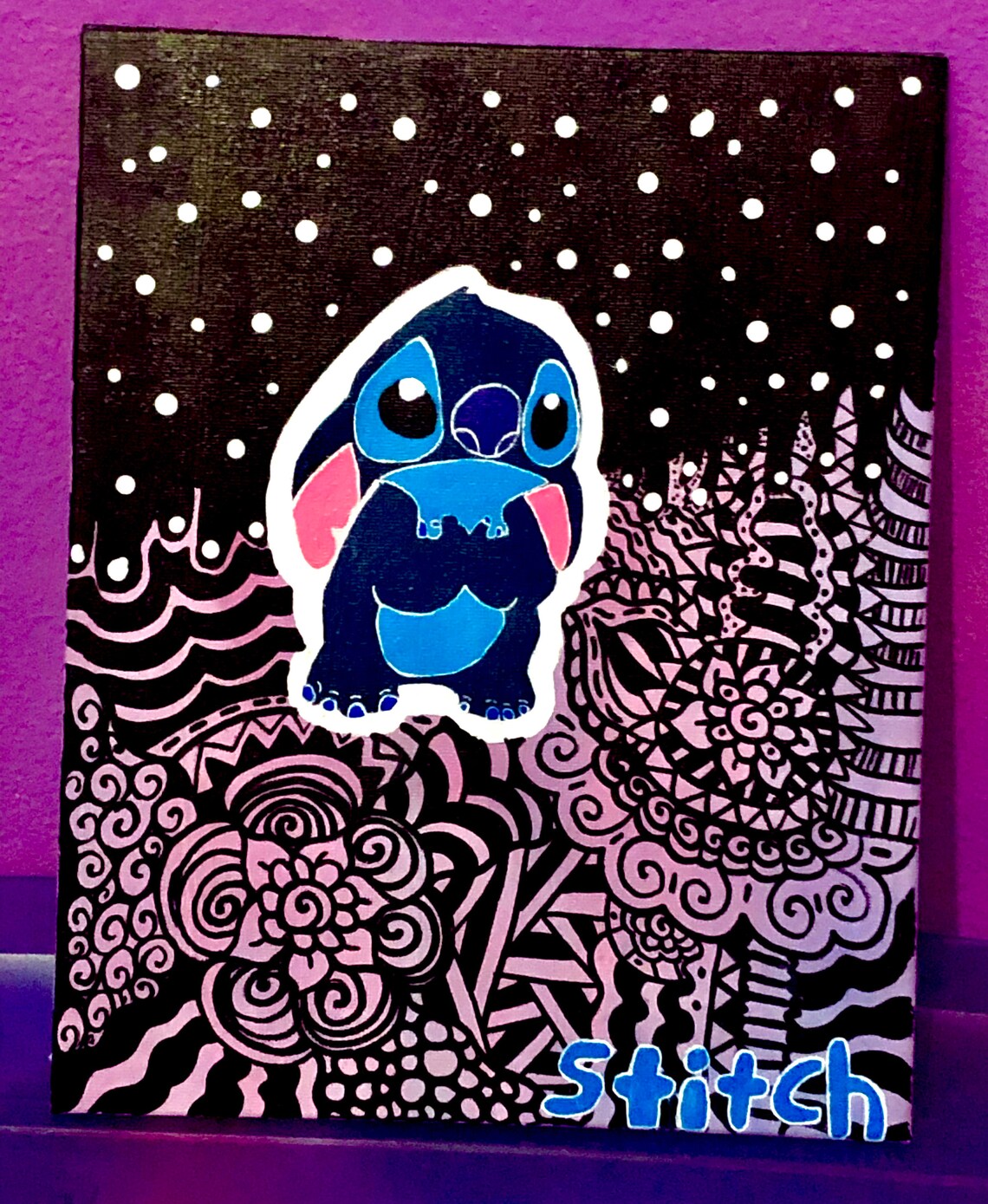 Stitch Zentangle Painting Lilo and Stitch Disney Fan Art - Etsy Singapore