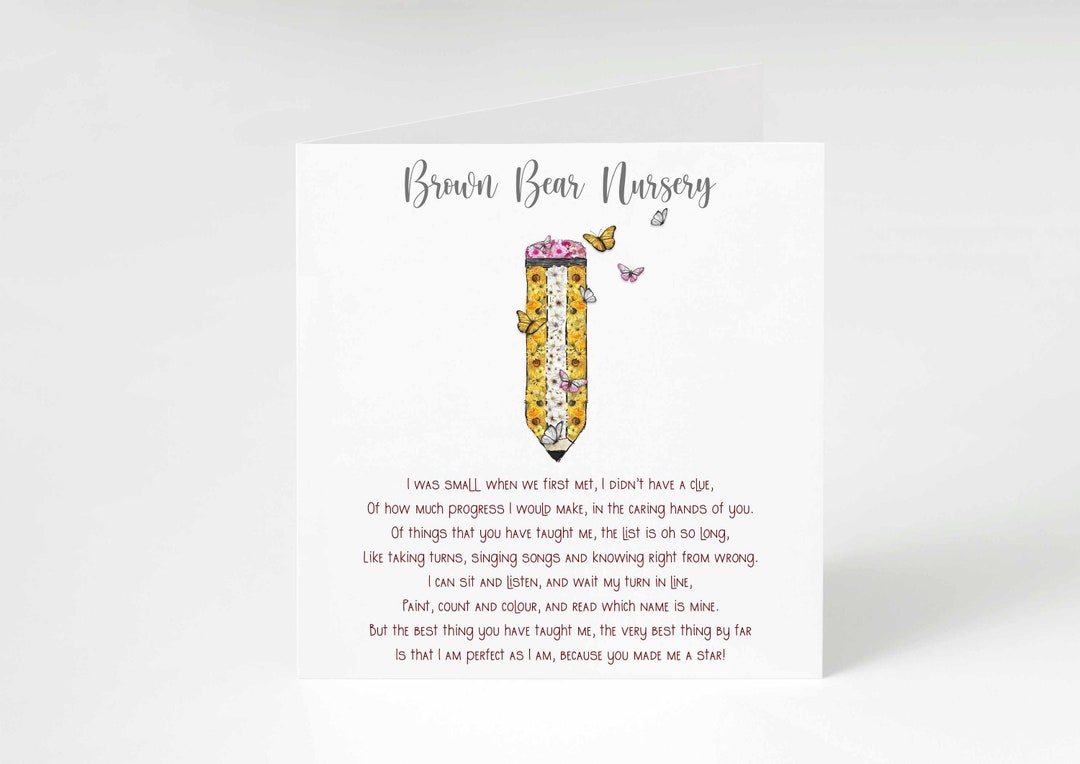 Personalised Nursery Leaving Card - Etsy