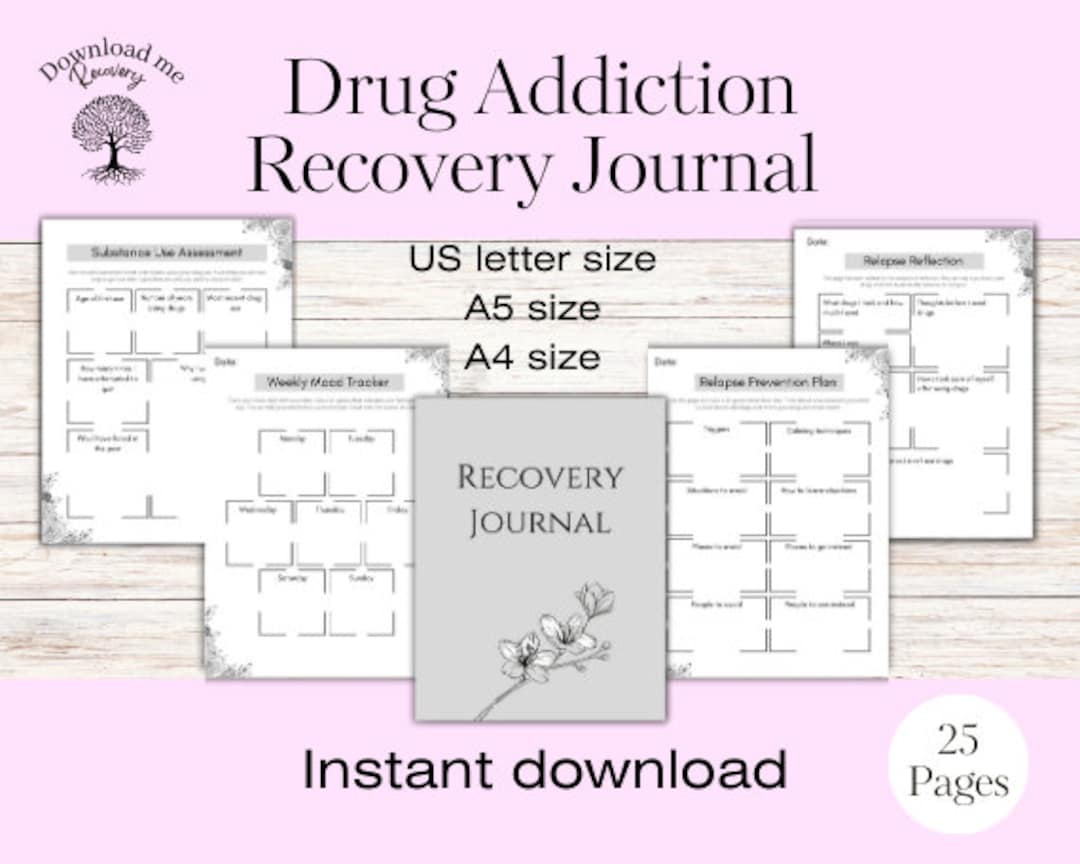 Digital Download Drug Addiction Journal Recovery Worksheets Black and ...