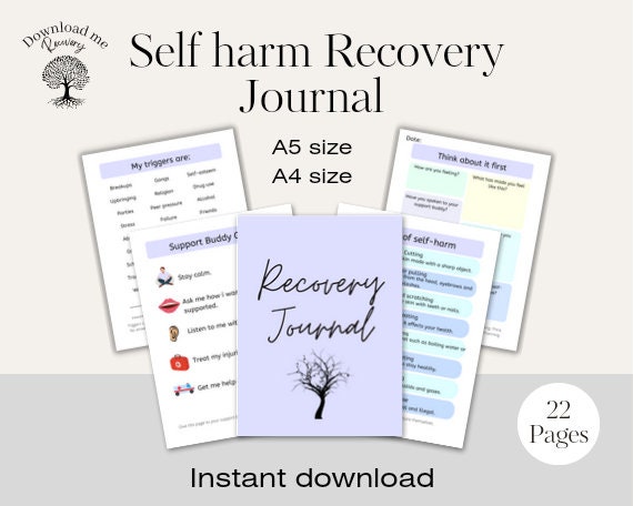 Self Harming Recovery Journal Downloadable Self Harm Worksheets Self ...