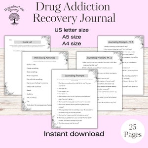 Digital Download Drug Addiction Journal Recovery Worksheets Black and ...