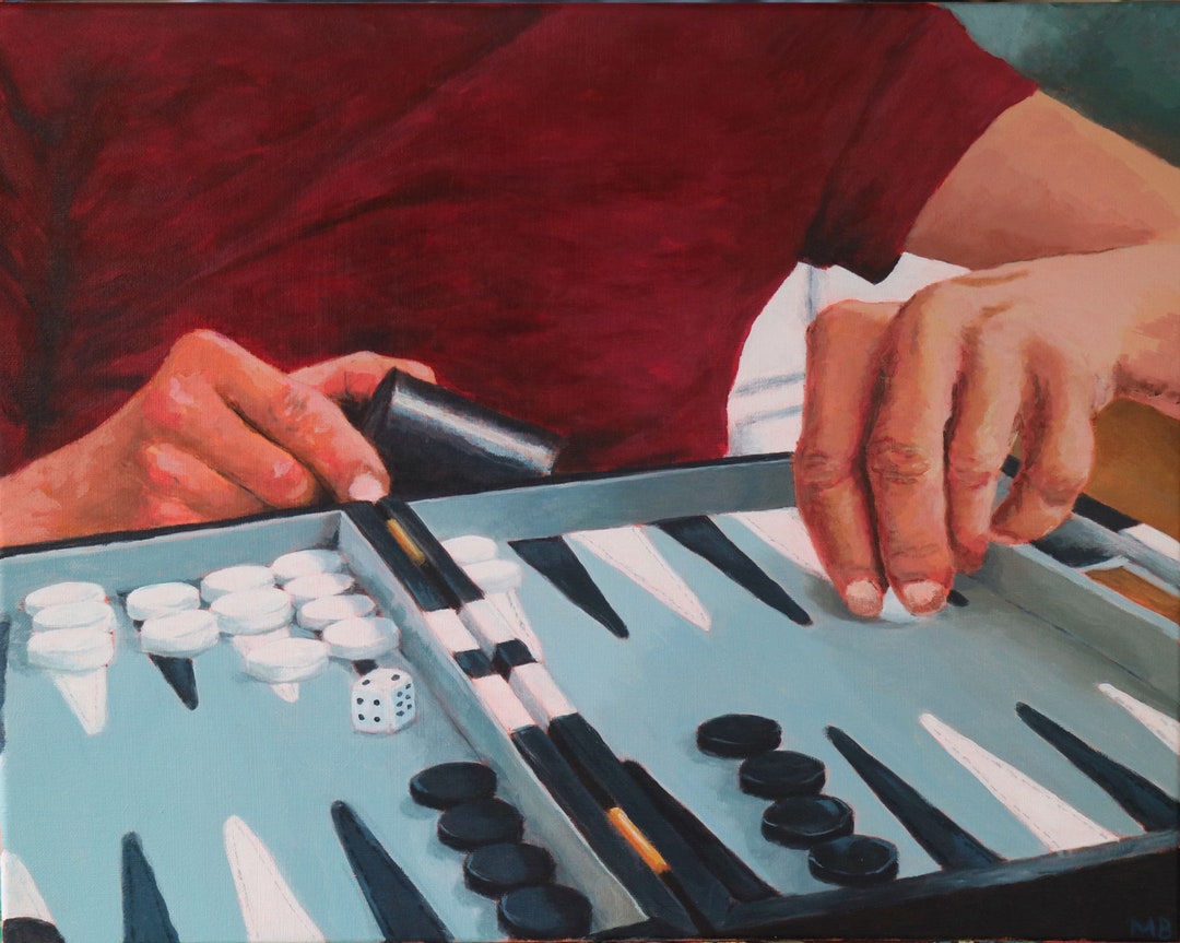 Backgammon With Dad Acrylic Painting on Canvas, One of a Kind Original ...