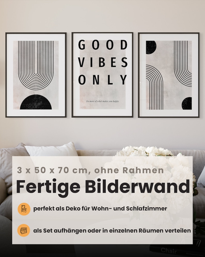 MUUDLY® Abstraktes Poster Set 3er | Moderne Wandbilder 50x70 cm ...