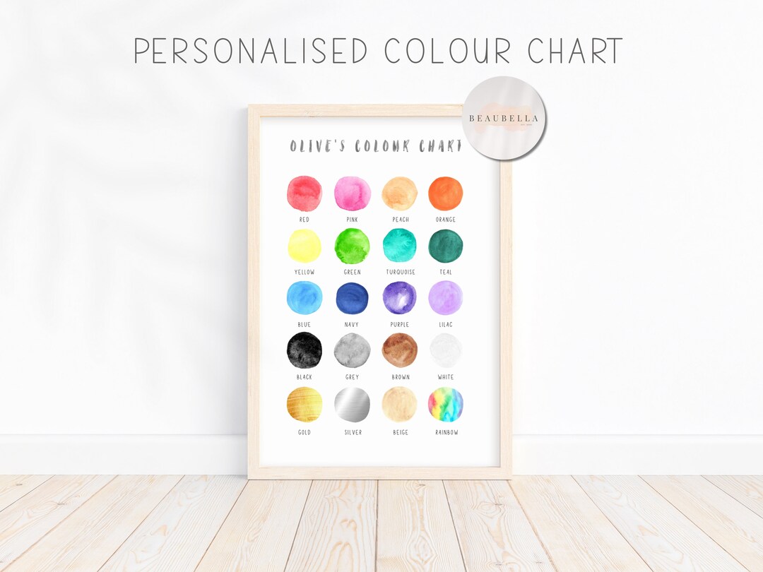 Personalised Colour Chart | Learning Print, Children's Poster, Nursery ...