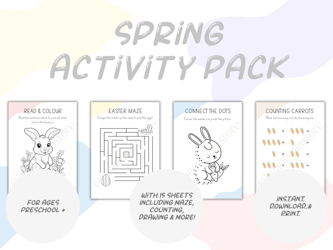 Spring Activity Pack Digital File, Instant Download and Print Maze ...