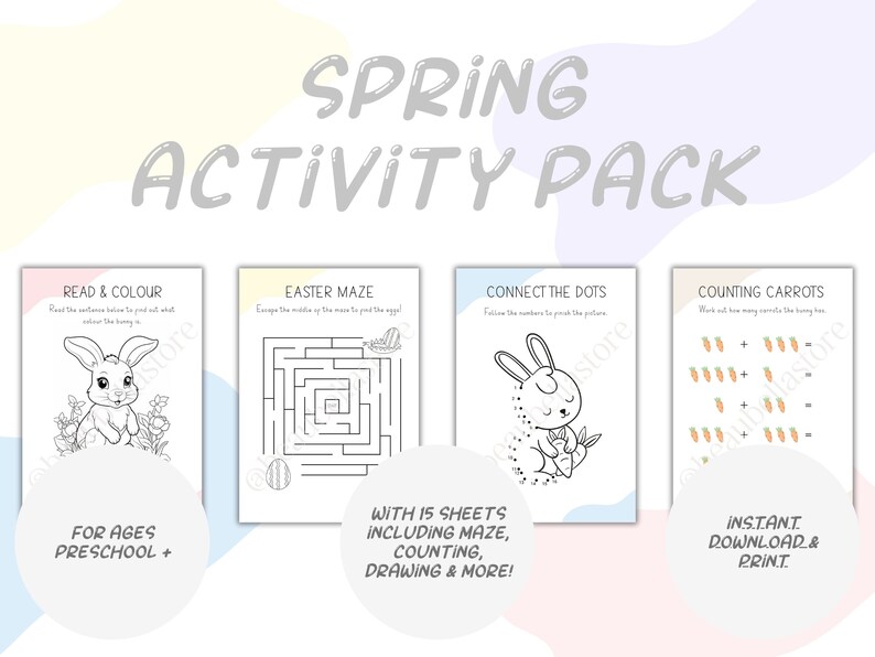 Spring Activity Pack Digital File, Instant Download and Print Maze ...