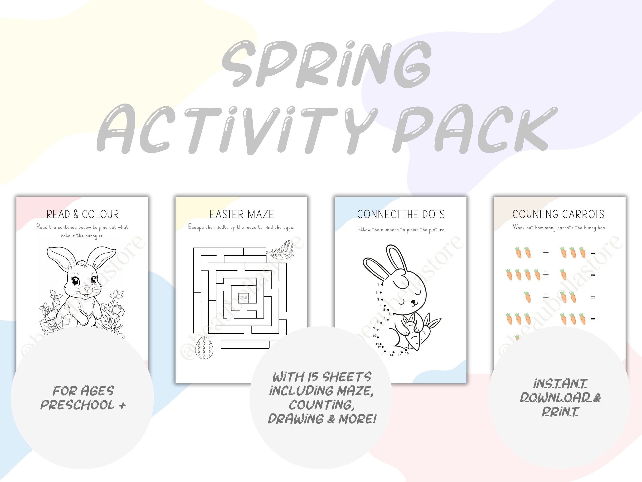 Spring Activity Pack Digital File, Instant Download and Print Maze ...