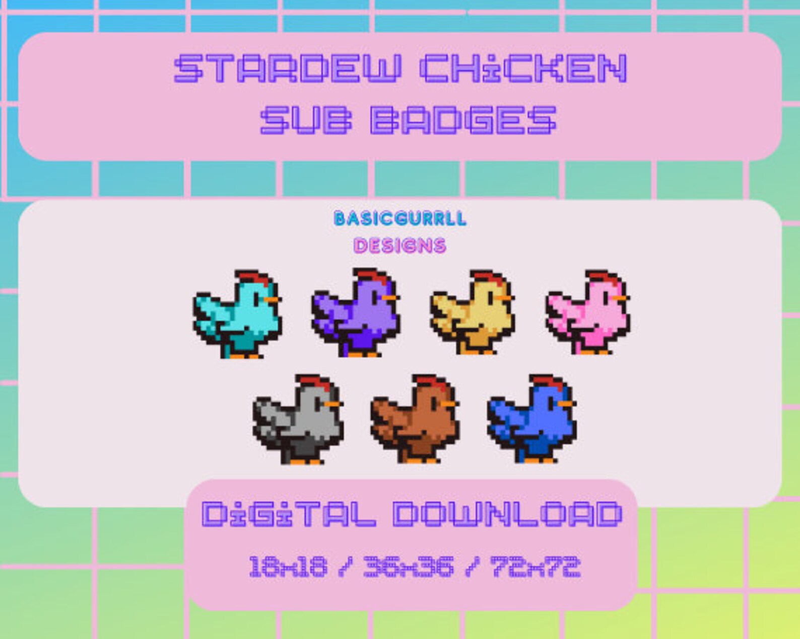 Stardew Style Pixel Chickens - Twitch Sub Badge *CHEAP* - Etsy
