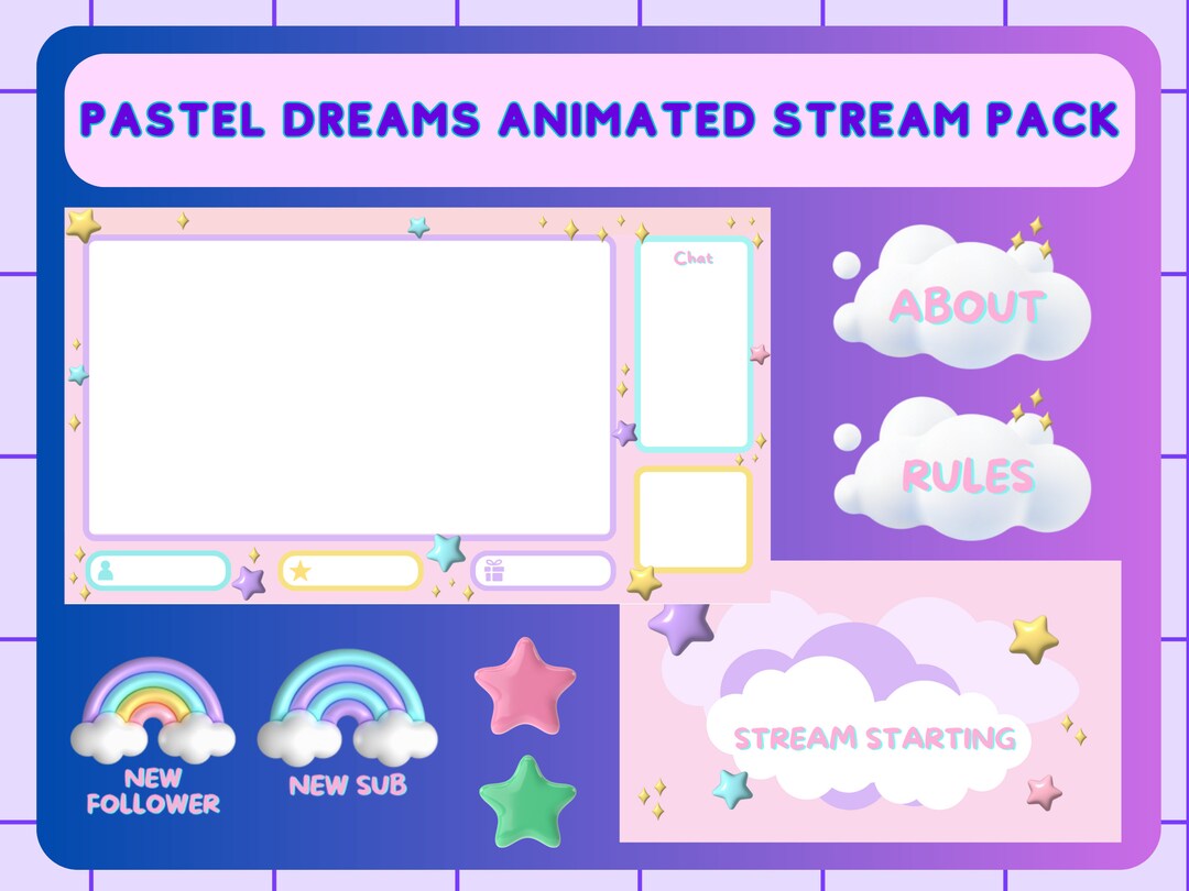 Pastel Dream *ANIMATED* Stream Overlay Pack - Etsy