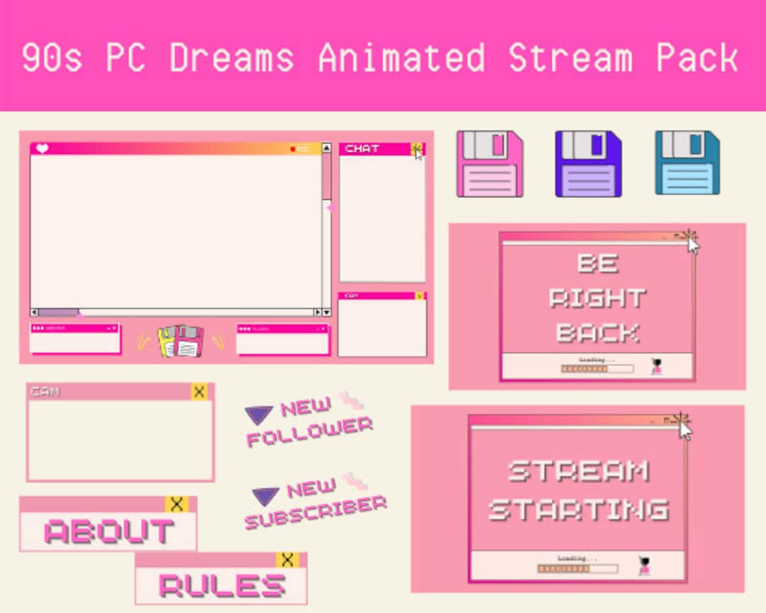 90s PC Dreams Animated Stream Pack - Etsy
