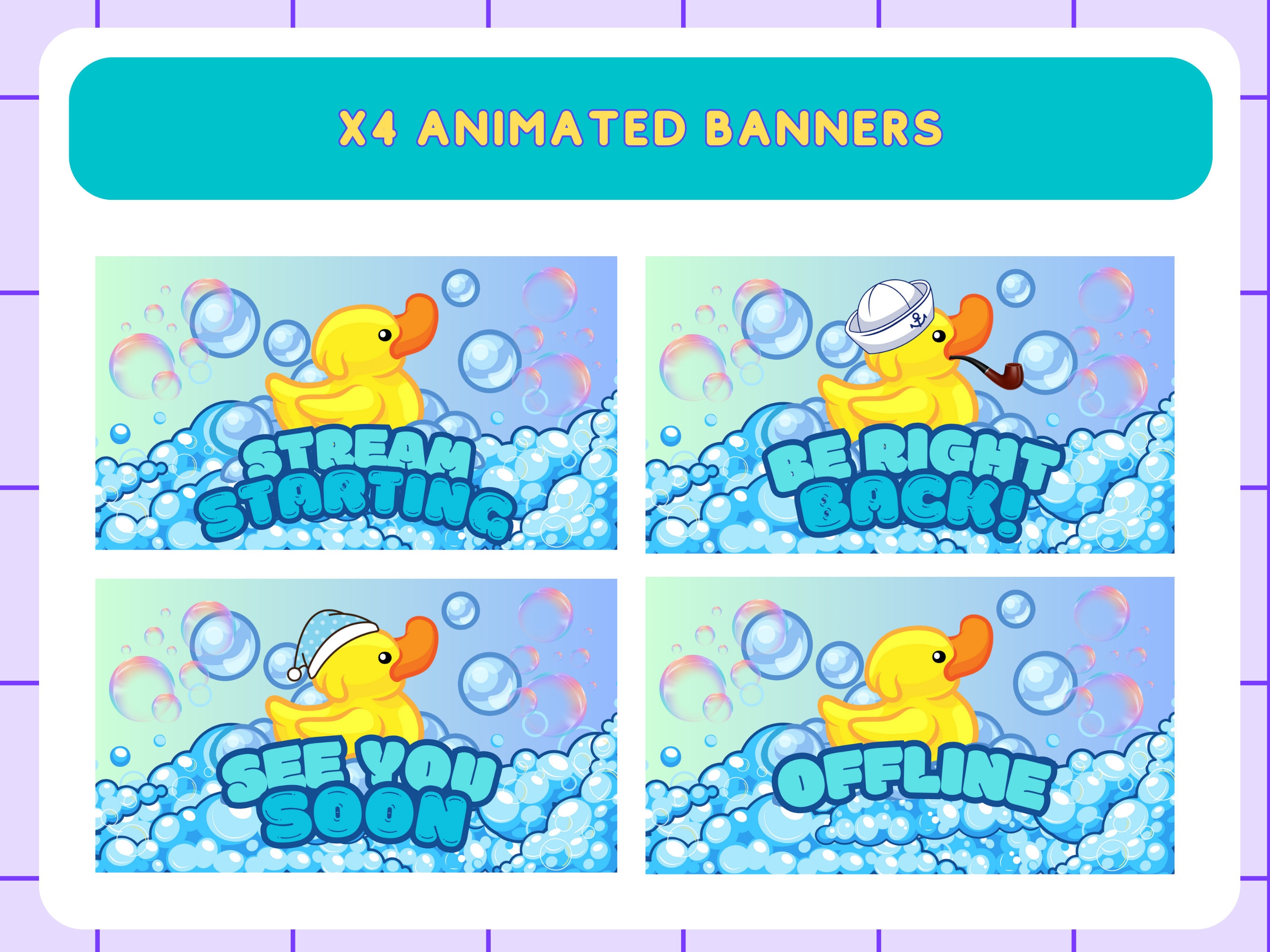 Rubber Duckie Animated Stream Overlay Pack - Twitch, Kick, Youtube - Etsy