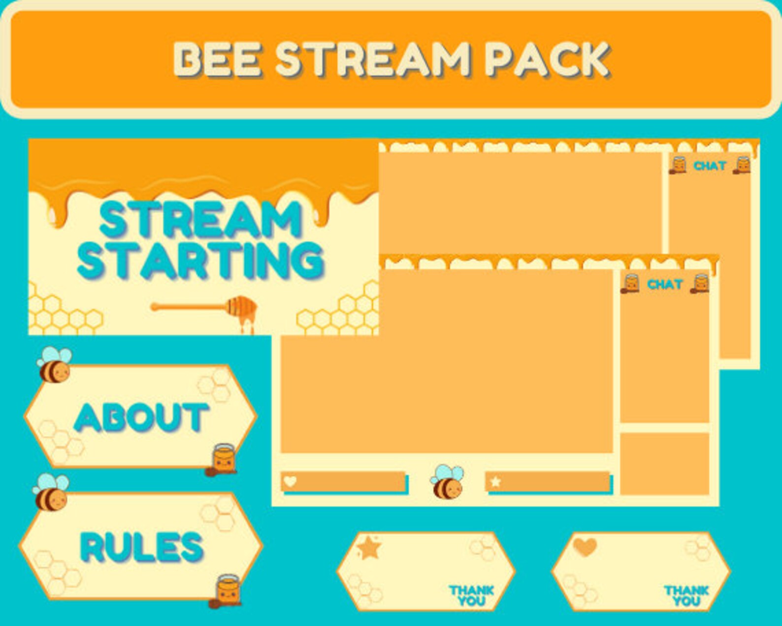 Bee Themed Stream Pack twitch - Etsy