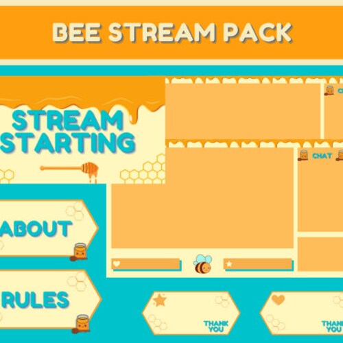 Kawaii Bee Twitch Overlays Full Package 4 Scenes 1 | Etsy UK