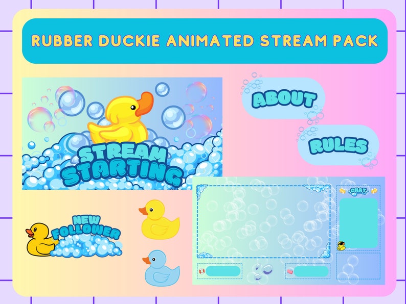 Rubber Duckie Animated Stream Overlay Pack - Twitch, Kick, Youtube - Etsy