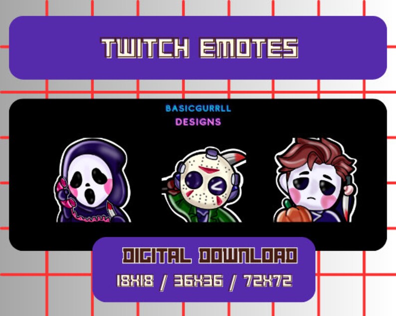 Spooky Chibi Slasher Emotes - Twitch, Youtube, Kick - Etsy