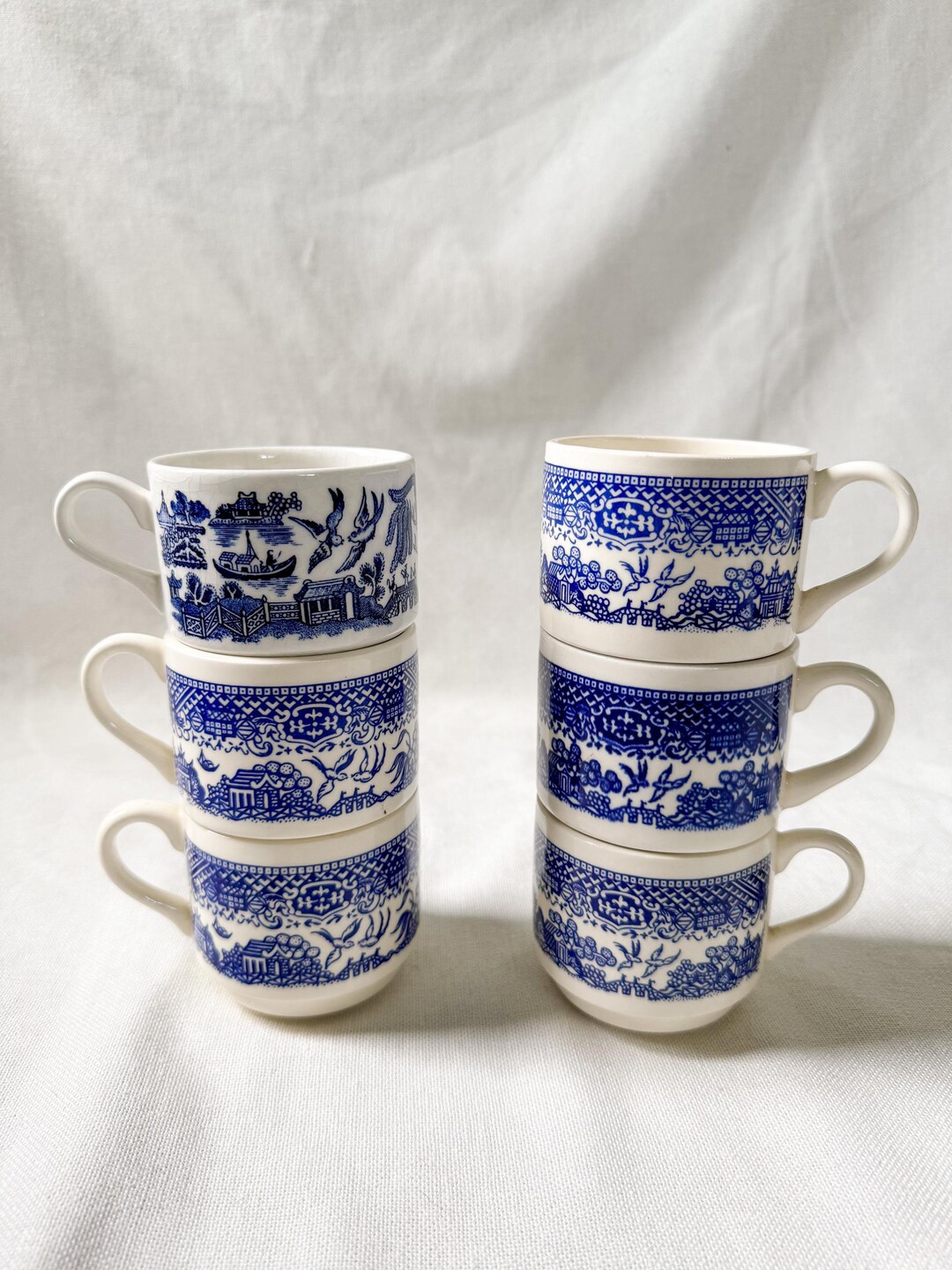 Blue Willow Stackable Coffee or Tea Mugs Set of 6 - Etsy
