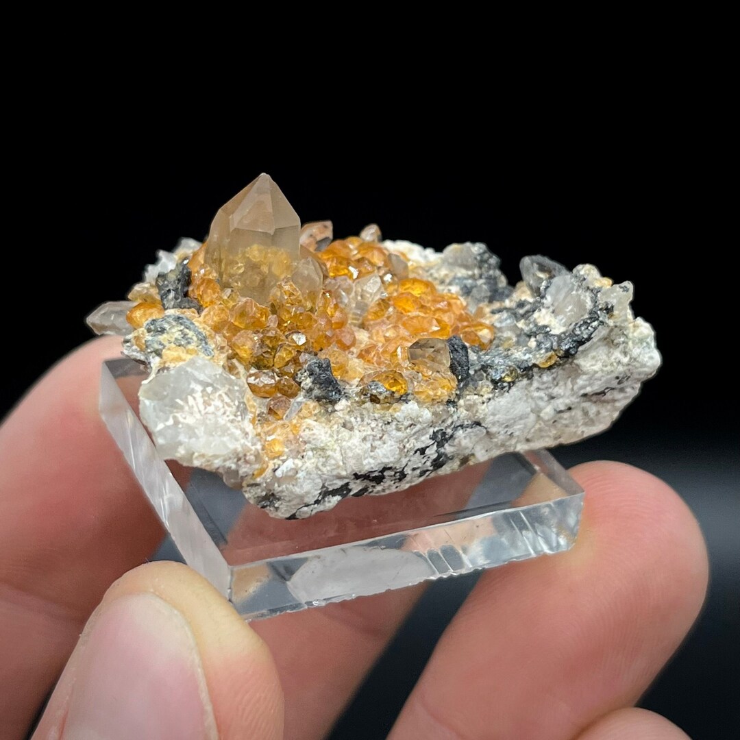 Quartz With Spessartine Garnet Inclusions Miniature Size 4.5cm L ...