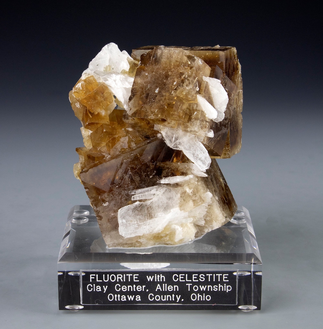 Fluorite With Celestite Crystal Cluster - Clay Center, Ohio - LW/SW UV ...