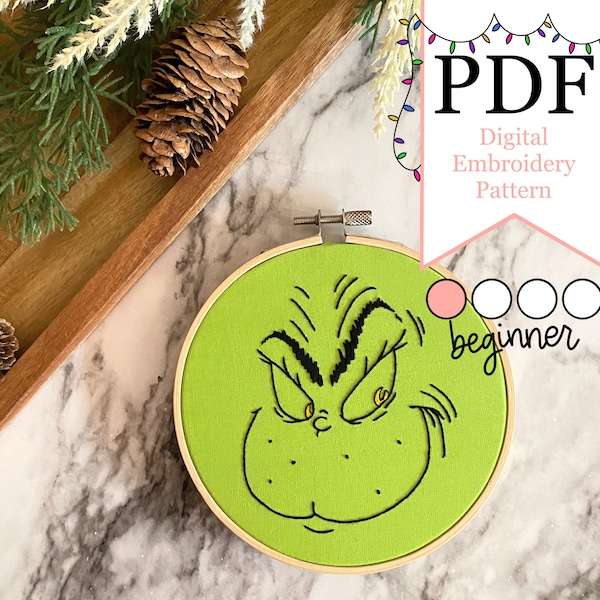 Grinch Embroidery Design - Etsy