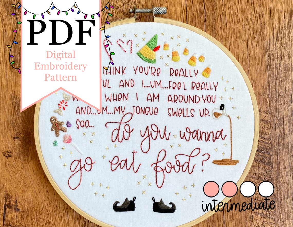Date With an Elf PDF Embroidery Pattern Embroidered - Etsy