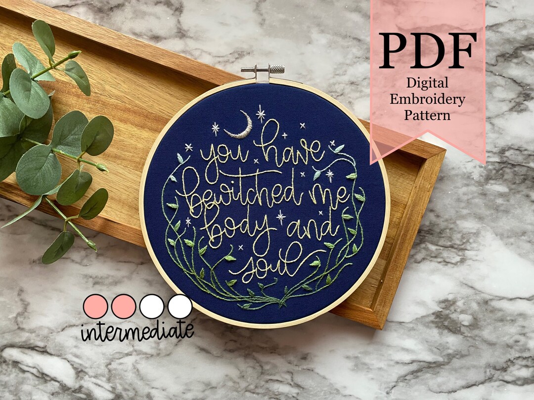 Bewitched Me PDF Embroidery Pattern — Mr. Darcy Pride and Prejudice - Etsy