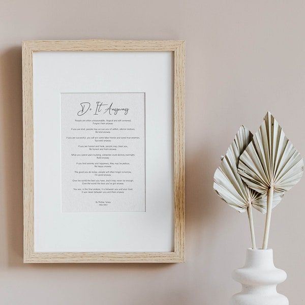 Mother Teresa Do It Anyway Printable - Etsy