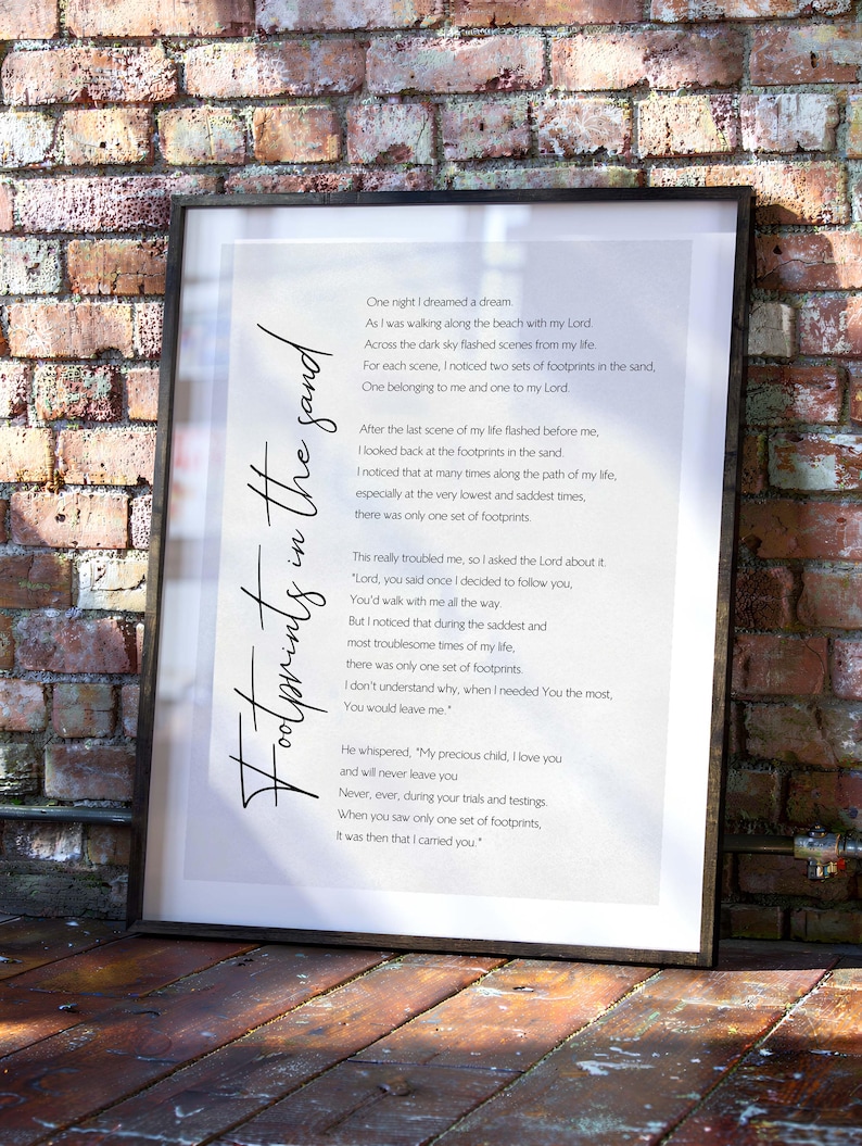 Footprints in the Sand Poem | Inspirational Faith Print | Christian ...