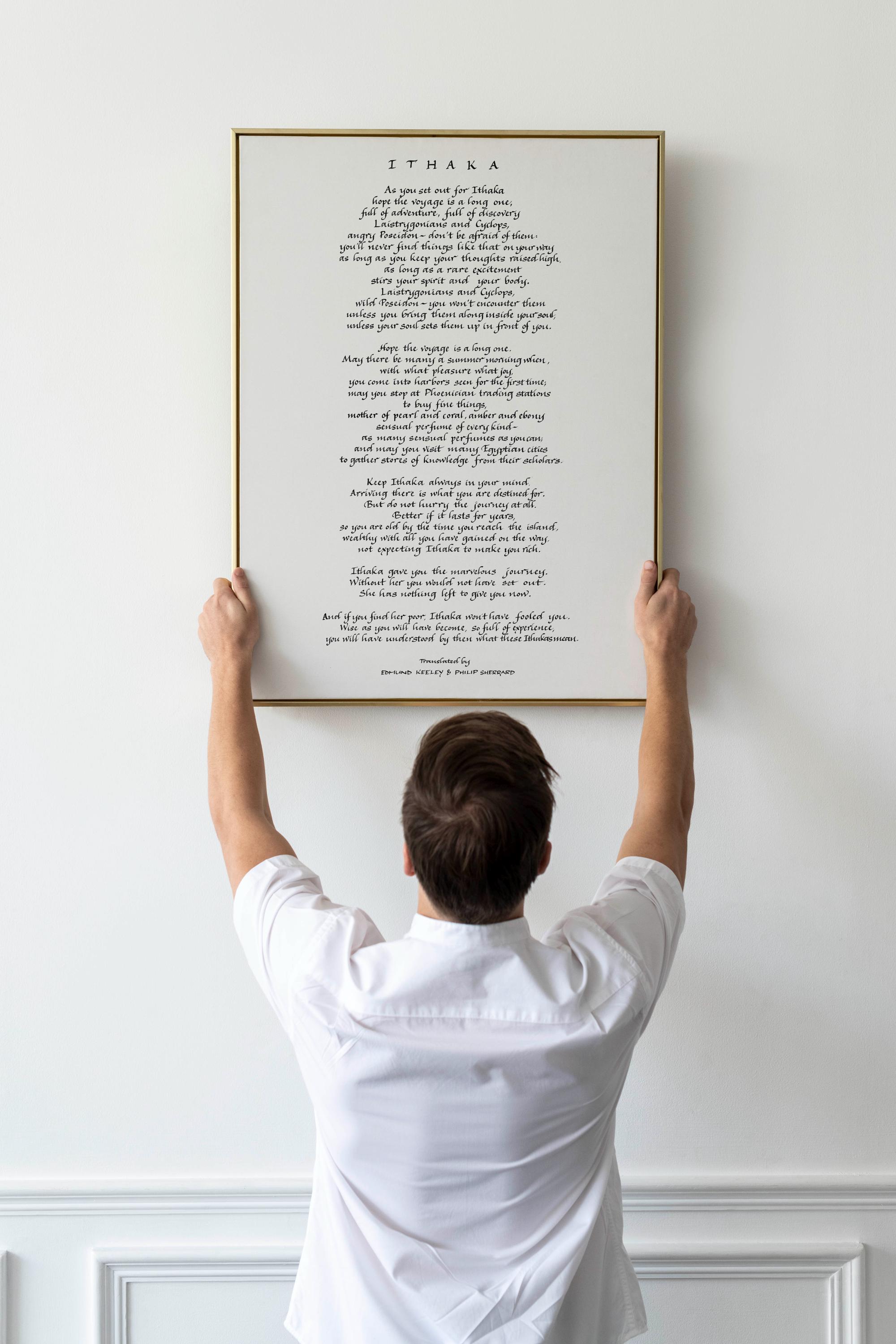 ITHAKA Poem Printable - Calligraphy Art by CP Cavafy - Black and White ...