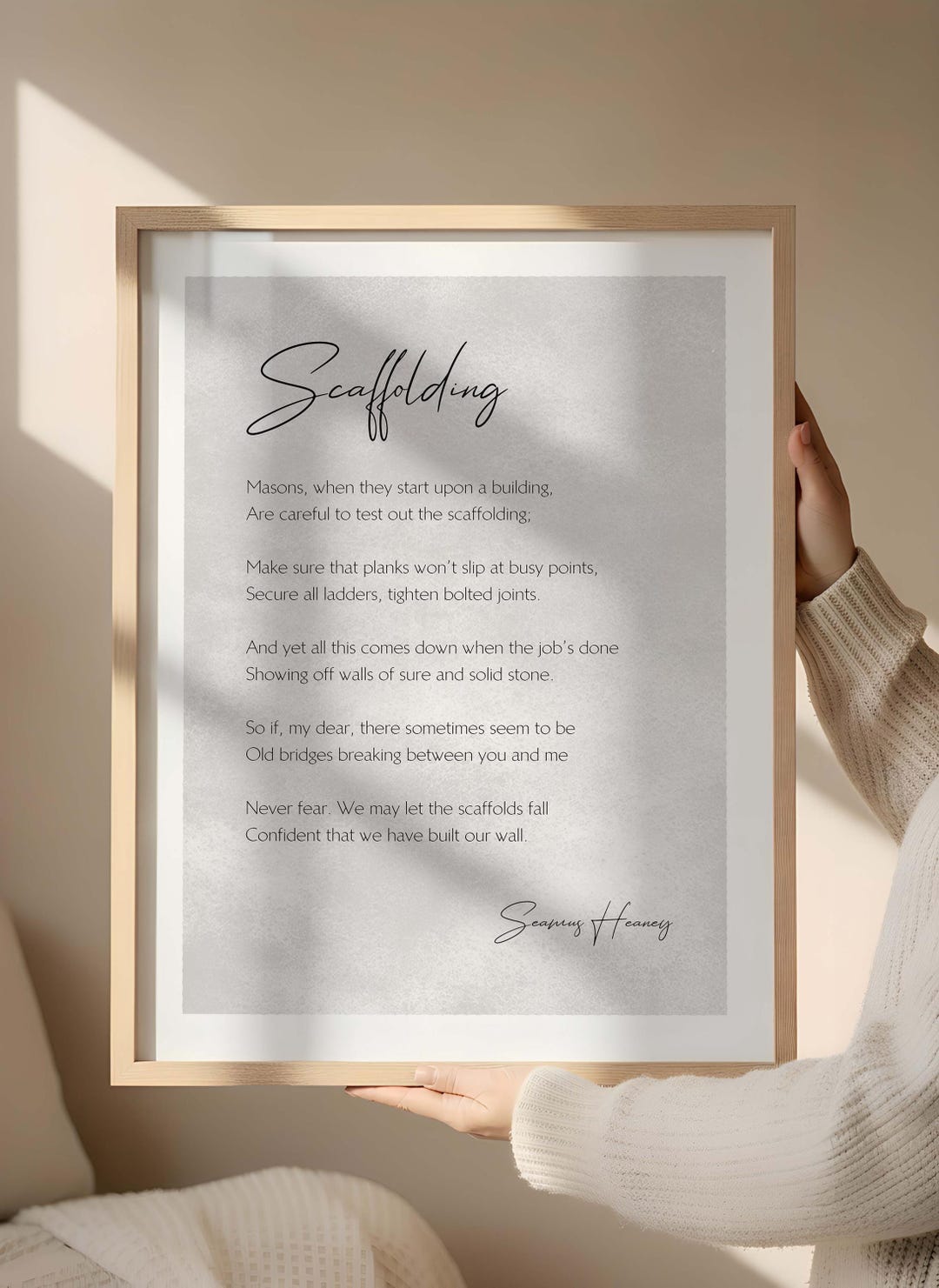Scaffolding Poem Print, Seamus Heaney Wall Art, Literary Quote Poster ...